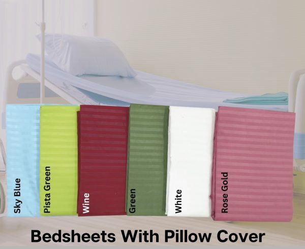 Sigma Bed Sheet with Pillow Cover Stripes Sky blue (S09) - Hospriqs